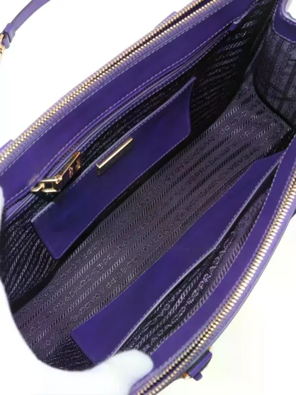 Prada Saffiano Lux Galleria Double Zip Satchel - Purple