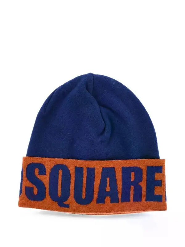 Dsquared2 Logo-intarsia Beanie Hat - Blue