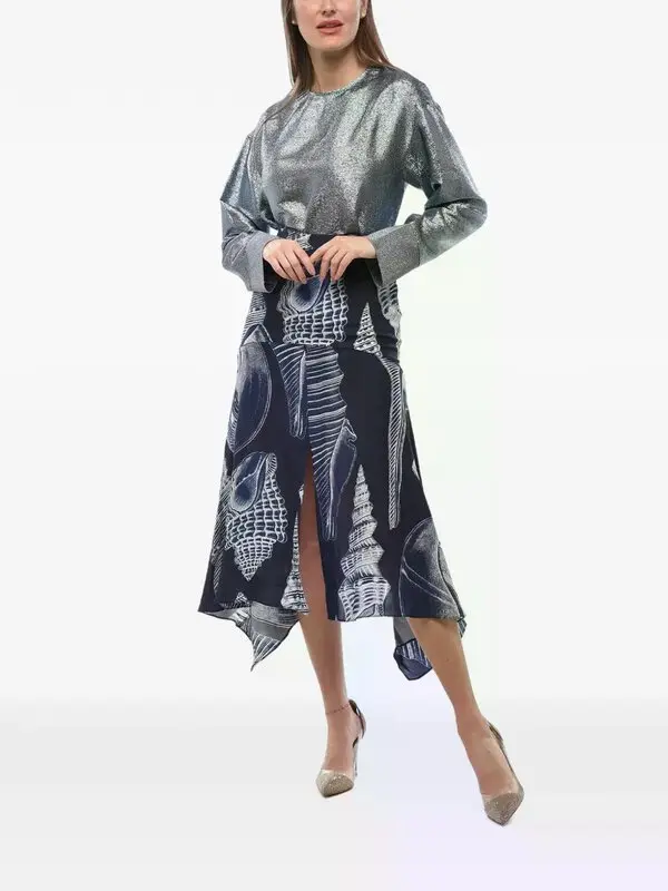 Stella McCartney Aria Patterned Satin Midi Skirt