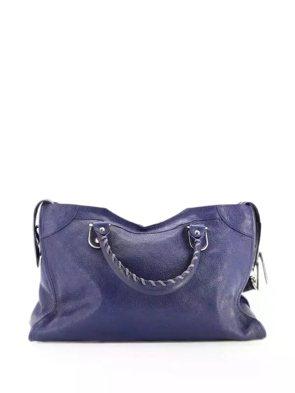Balenciaga City Classic Metallic Edge Bag Leather Medium Satchel - Blue