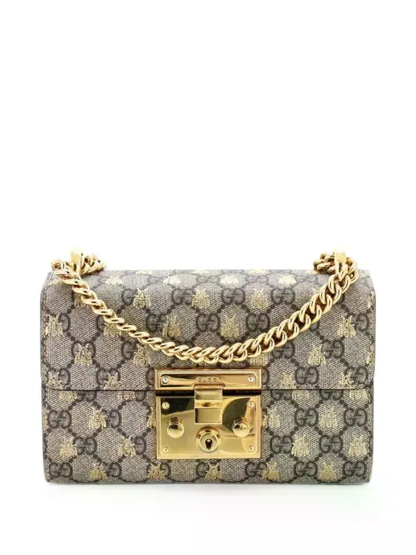 Gucci Padlock Printed Gg Coated Canvas Small Shoulder Bag - Black