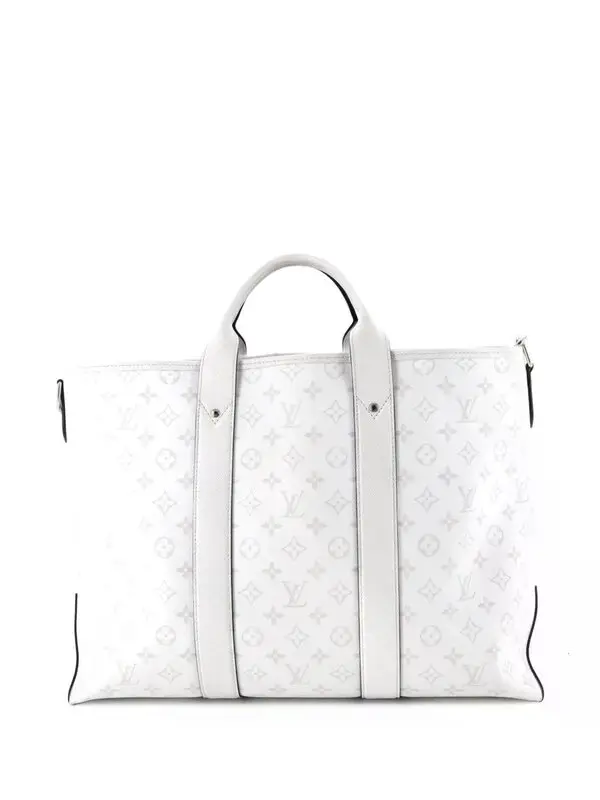 LOUIS VUITTON Weekend Nm Monogram Taigarama Tote Bag - White