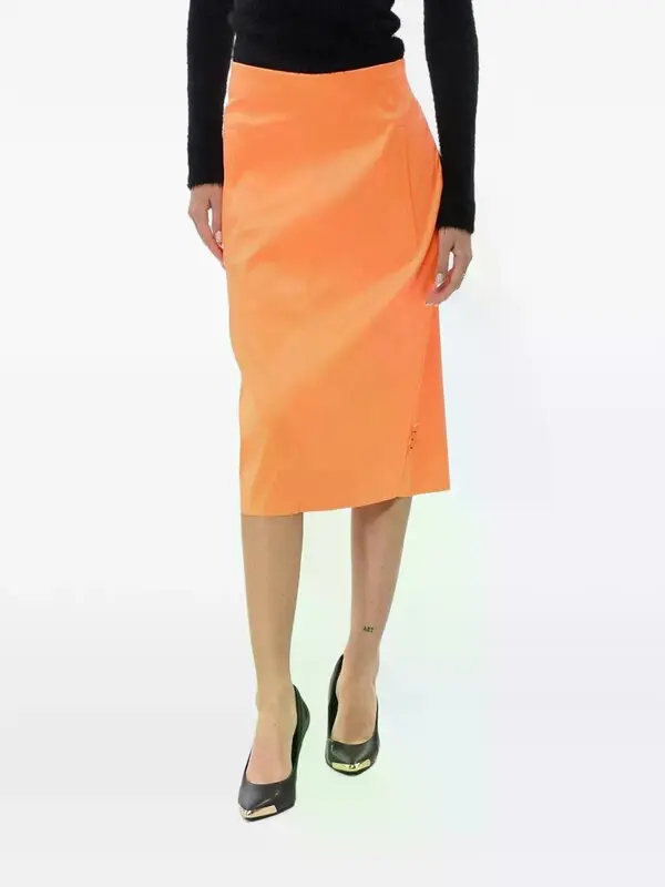 Off-White Technical Fabric Longuette With Back Slit Midi Skirt - Orange