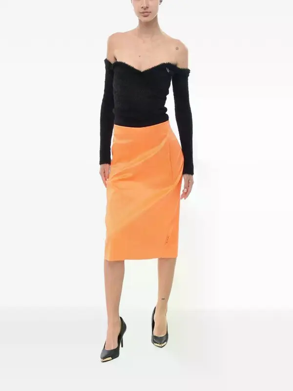 Off-White Technical Fabric Longuette With Back Slit Midi Skirt