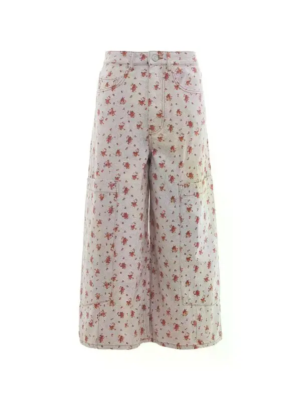 GANNI Floral-print Cargo Jeans - Pink