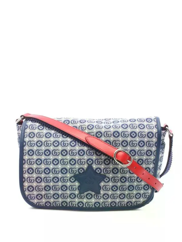 Gucci 2010s Double-g Star-patch Shoulder Bag - Blue