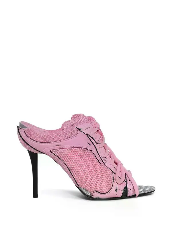 Balenciaga Stapler Mesh-panel Mules - Pink