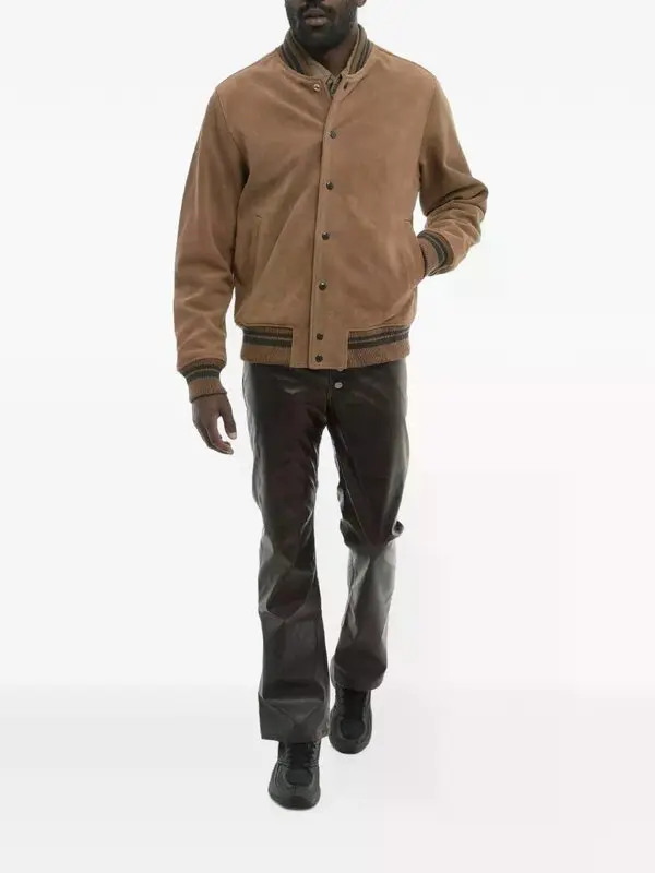DIESEL® Suede Bomber Jacket With Logo Patch