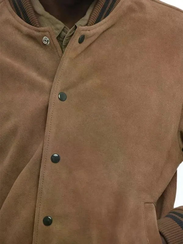 DIESEL® Suede Bomber Jacket With Logo Patch