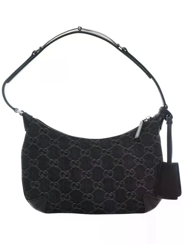 Gucci 2016-2026 Small Gg Denim Horsebit Slim Hobo Bag - Black