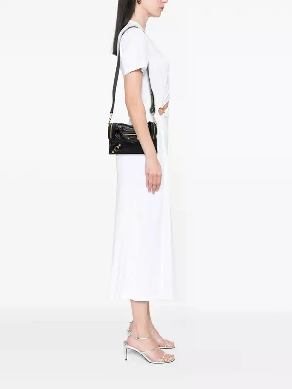 Balenciaga Mini Lambskin Leather Motocross Satchel - Black