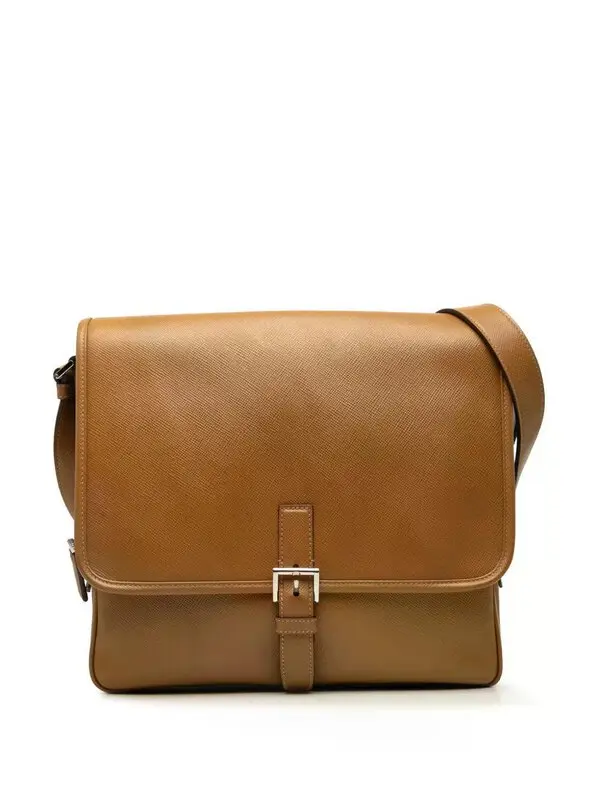 Prada 2013-2026 Saffiano Buckle Messenger Bag Crossbody Bag - Brown