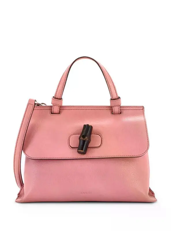 Gucci Bamboo Daily Top Handle Bag Leather Small Satchel - Pink