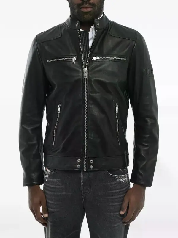 DIESEL® Embossed-logo Leather Jacket