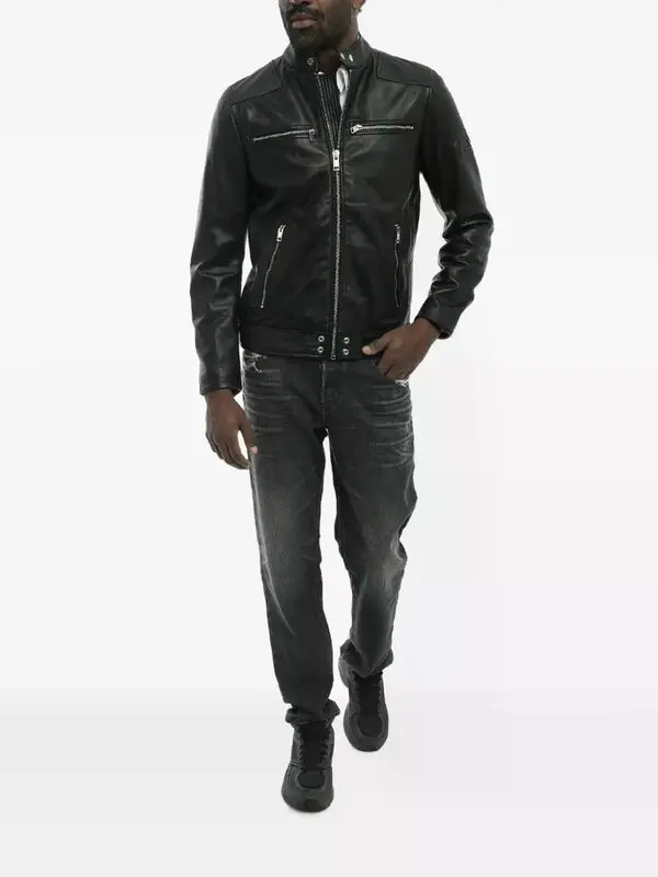 DIESEL® Embossed-logo Leather Jacket