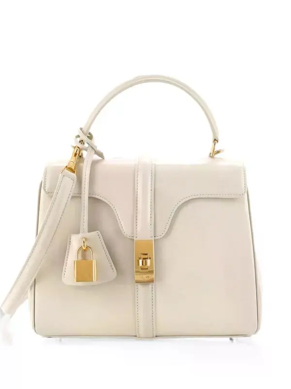 Celine 16 Top Handle Bag In Smooth Calfskin - Neutrals