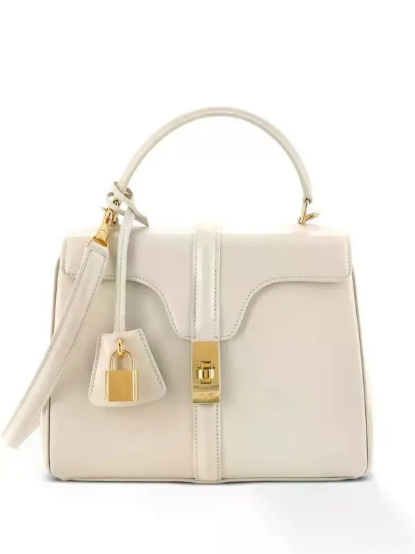 Celine 16 Top Handle Bag In Smooth Calfskin - Neutrals