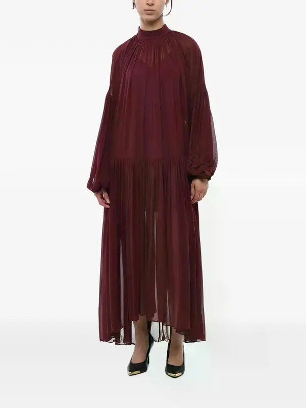 Stella McCartney Sheer Maxi Dress With High Neck And Pleated Detailing
