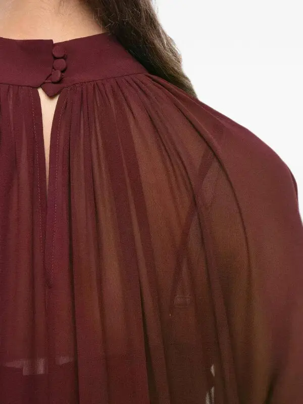 Stella McCartney Sheer Maxi Dress With High Neck And Pleated Detailing
