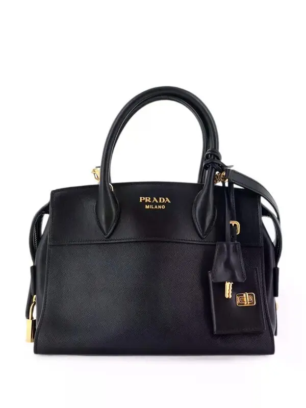 Prada Esplanade Tote Saffiano With City Calf Small Satchel - Black