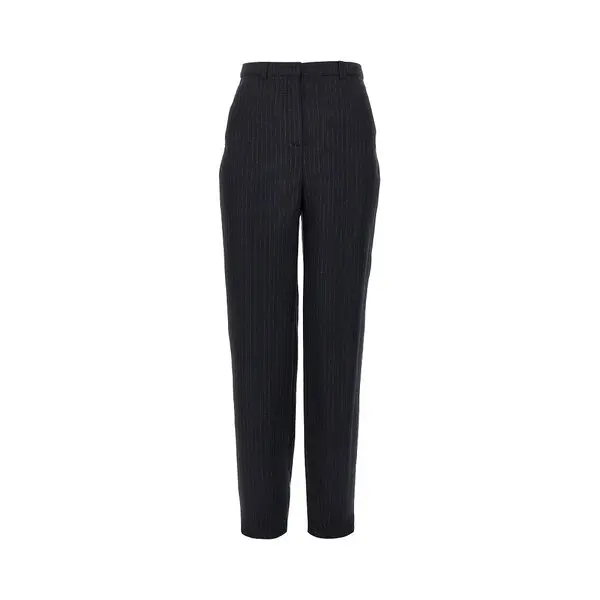 Emporio Armani Wool-blend Pants With Pinstriped Motif - Blue