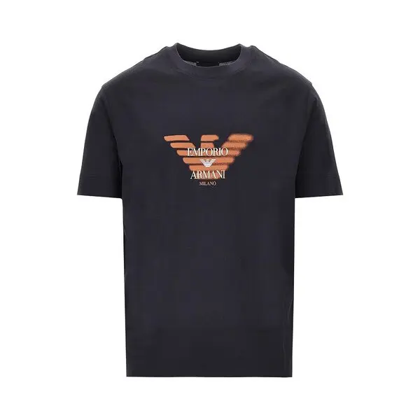 Emporio Armani Jerey T-hirt With Logo Print - Blue