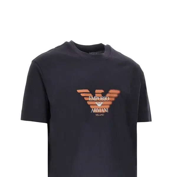 Emporio Armani Jerey T-hirt With Logo Print - Blue