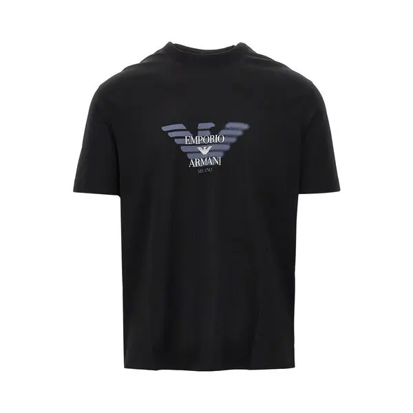 Emporio Armani Jerey T-hirt With Logo Print - Black