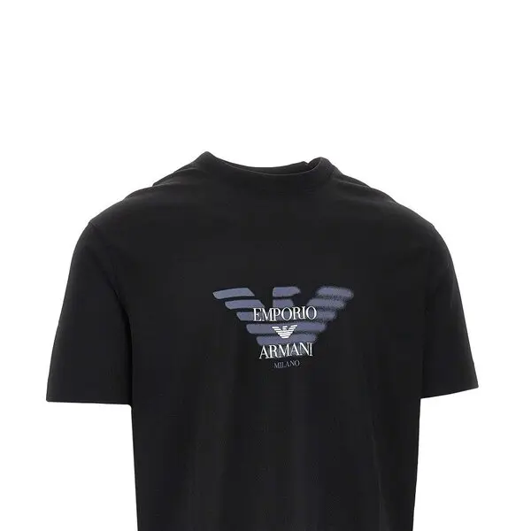 Emporio Armani Jerey T-hirt With Logo Print - Black