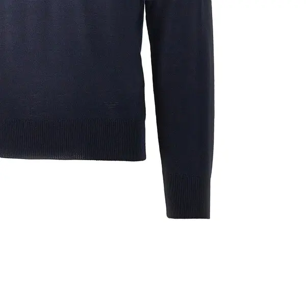 Emporio Armani Virgin Wool Sweater With Eagle Embroidery - Blue