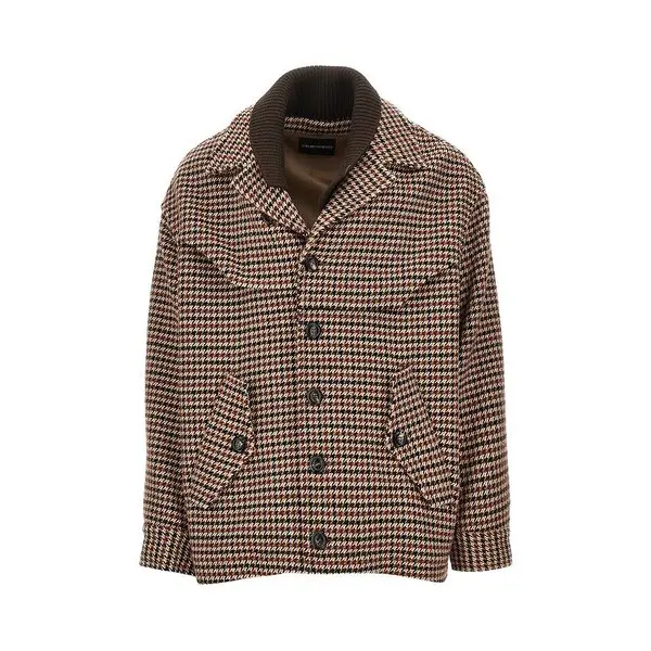 Emporio Armani Houndstooth Motif Knitted Caban