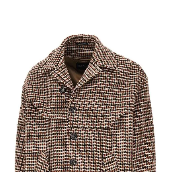 Emporio Armani Houndstooth Motif Knitted Caban
