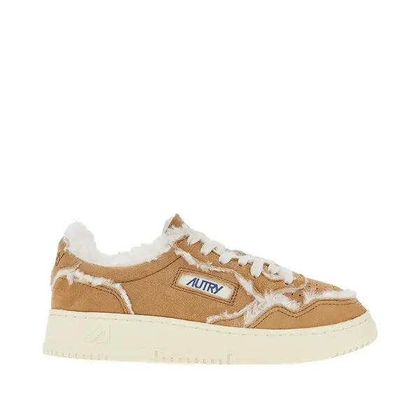 AUTRY Suede And Shearling Medalist Low Sneakers - Beige