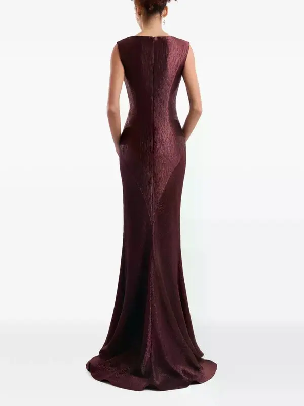 GEMY MAALOUF Sculpted V-neck Maxi Dress - Red