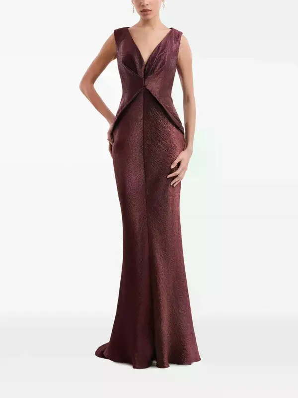 GEMY MAALOUF Sculpted V-neck Maxi Dress