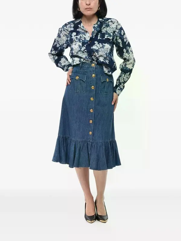Valentino Garavani Ruffled Button-front Midi Skirt