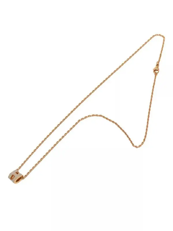 Hermès Rose Gold Plated Enamel Pop H Pendant Necklace - Pink