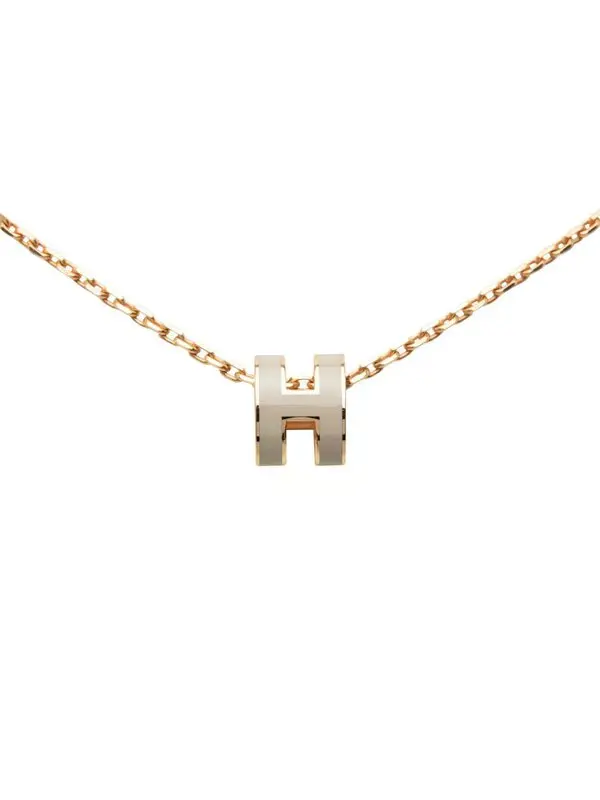 Hermès Rose Gold Plated Enamel Mini Pop H Pendant Necklace - Pink