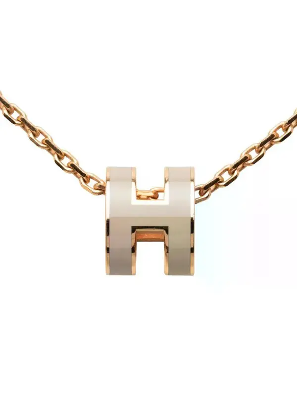 Hermès Rose Gold Plated Enamel Mini Pop H Pendant Necklace - Pink