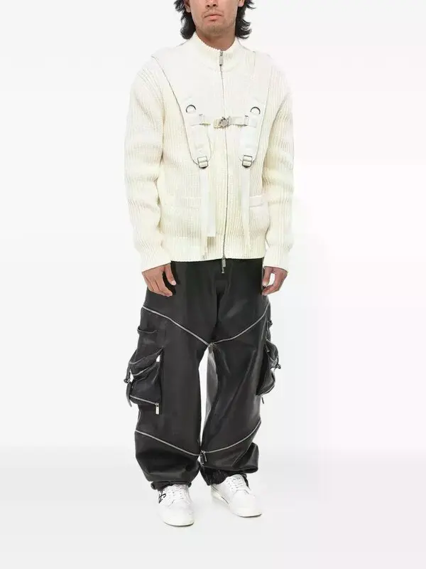 Off-White Buckle-strap Zip-up Cardigan