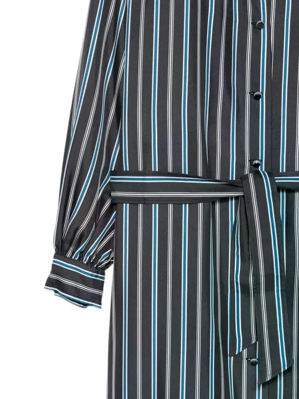 Max Mara Belted Striped Midi Dress