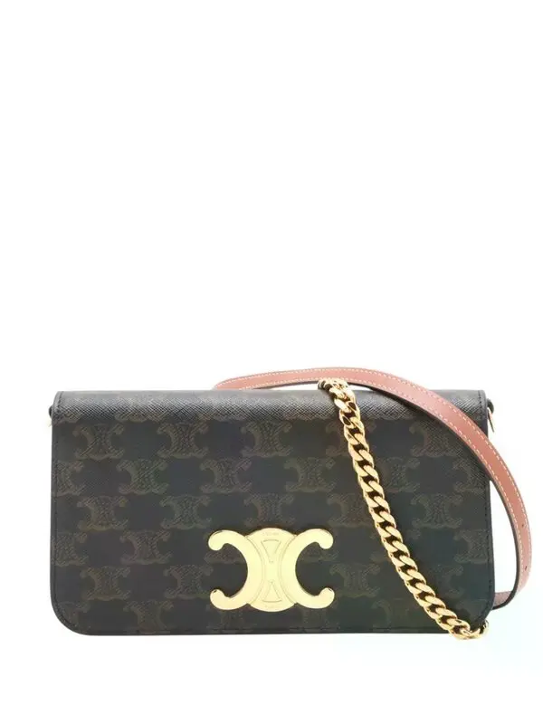 Celine 2000-2026 Triomphe Coated Canvas Triomphe Multi Pochette Satchel