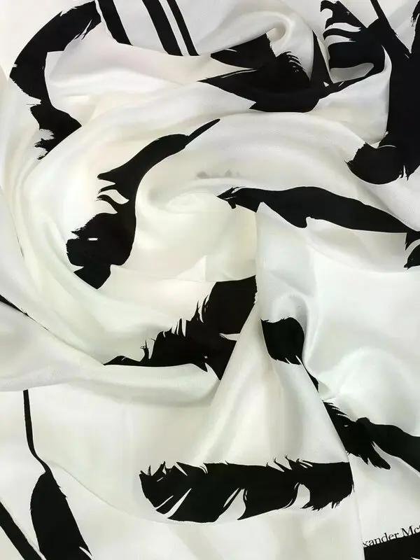 Alexander McQueen Feather-print Silk Scarf