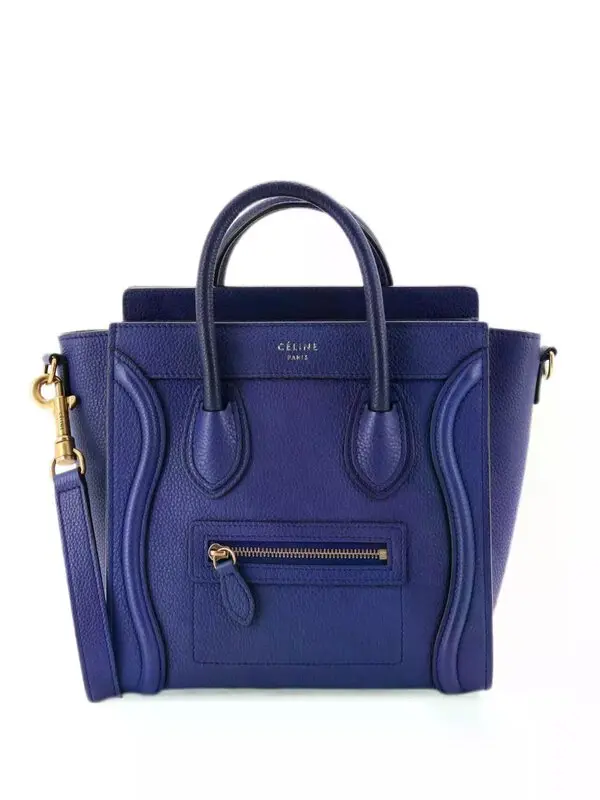 Celine Luggage Bag Grainy Leather Nano Crossbody Bag - Blue