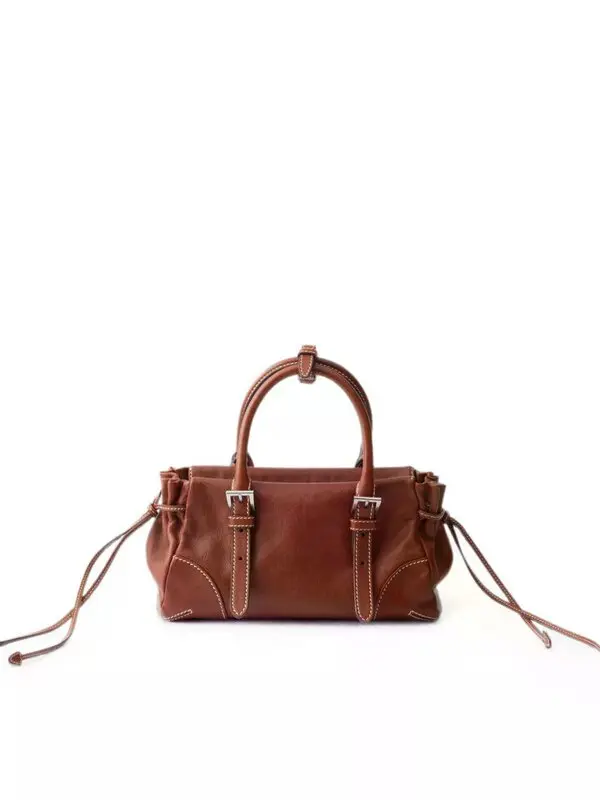 Prada Small Karin Buckled Leather Tote Bag - Brown