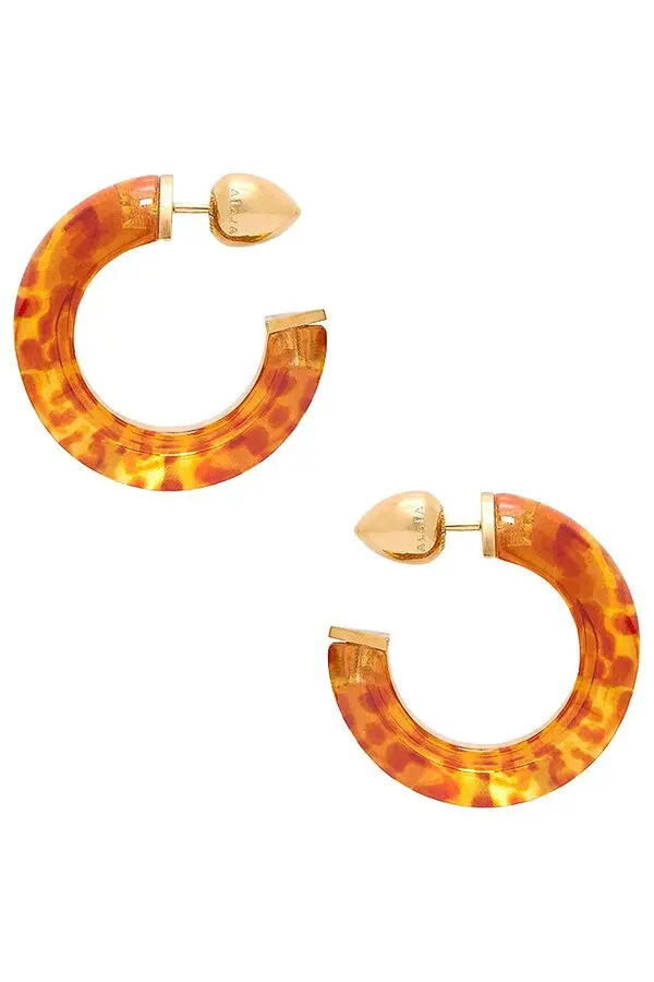 Alaïa Edge Hoop Earrings In Tortoiseshell Resin - Rouge Leopard