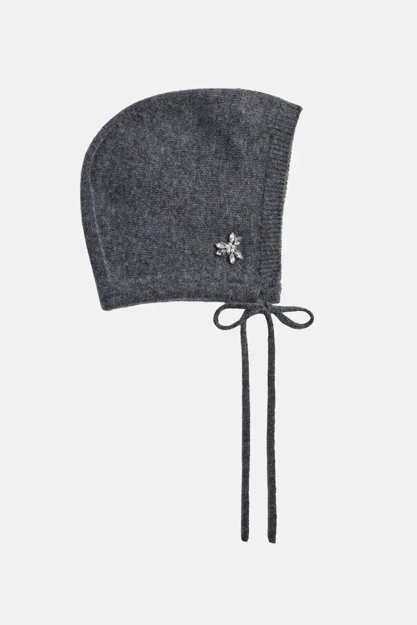 Simone Rocha Bonnet In Cashmere Con Ricami - Grey