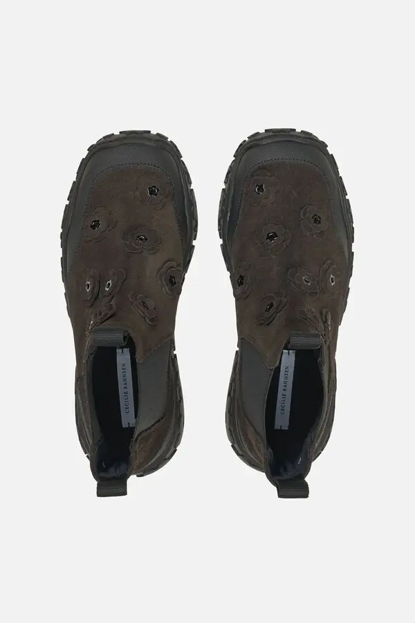 Cecilie Bahnsen Suede Chelsea Boots With Floral Detailing