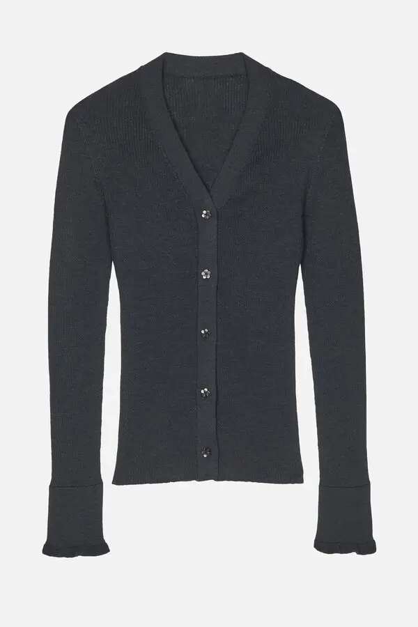 Cecilie Bahnsen Merino Wool Cardigan - Grey