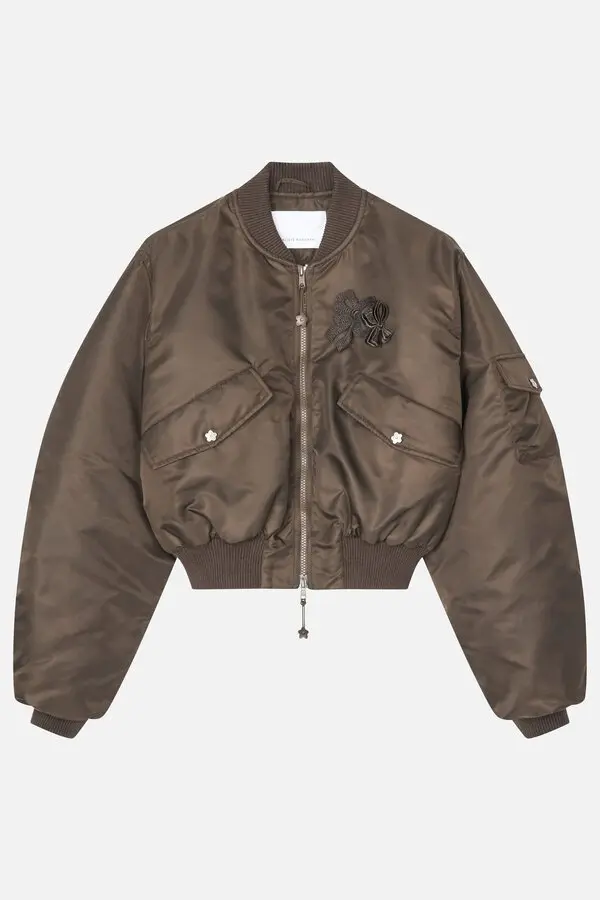Cecilie Bahnsen Technical Nylon Bomber Jacket - Marrone